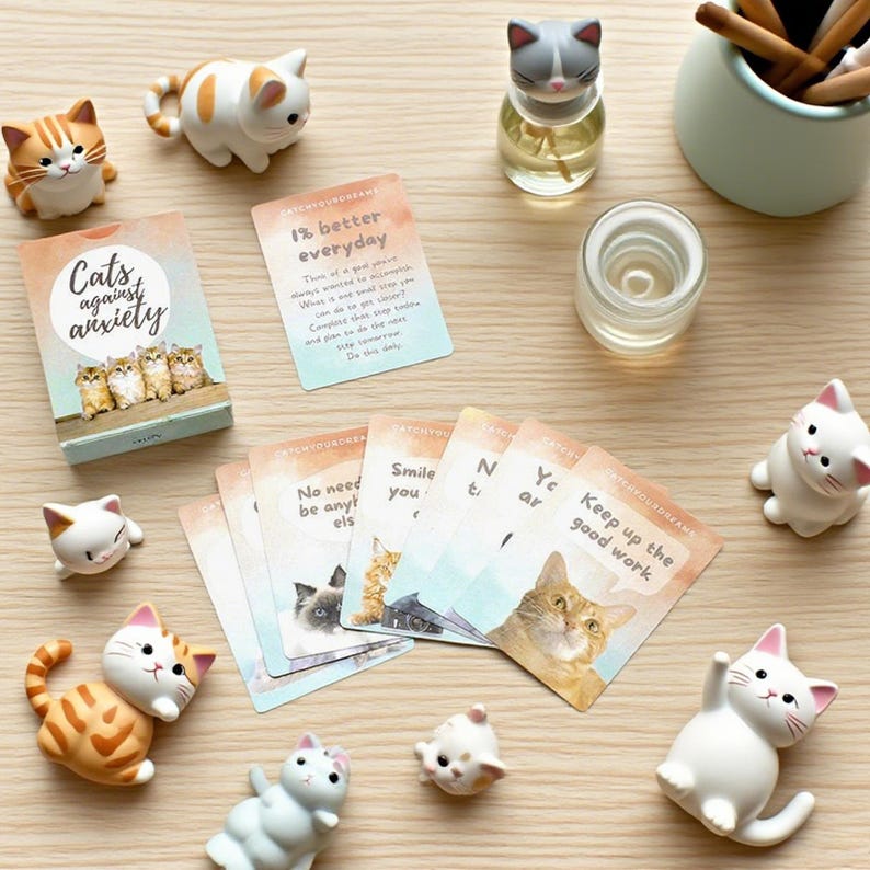 Cats Against Anxiety Affirmation Cards – Self-esteem, Stress Relief ...