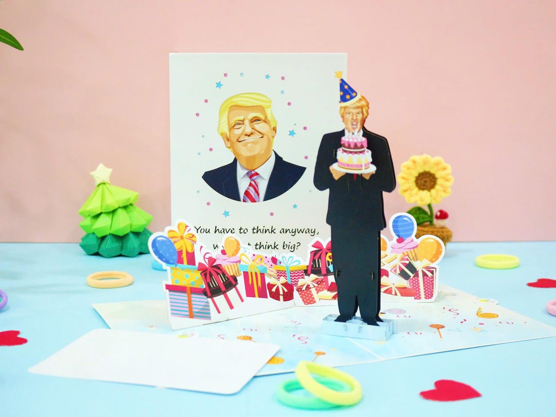 Donald Trump Pop up Happy Birthday Card - Features 3D President Trump ...