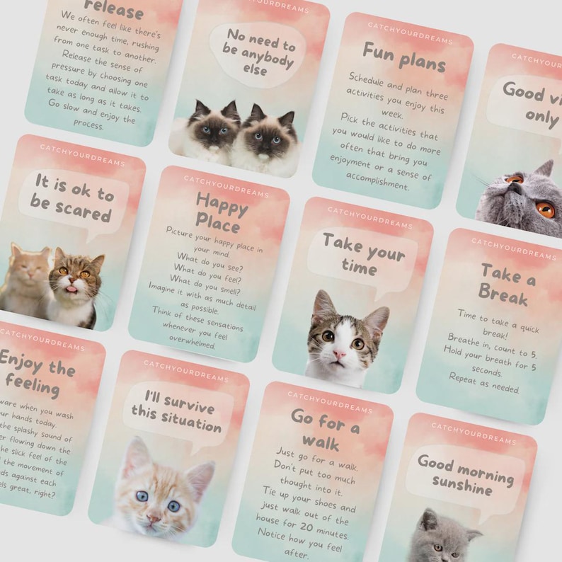 Cats Against Anxiety Cards - 50 Affirmation Cards for Self-esteem ...