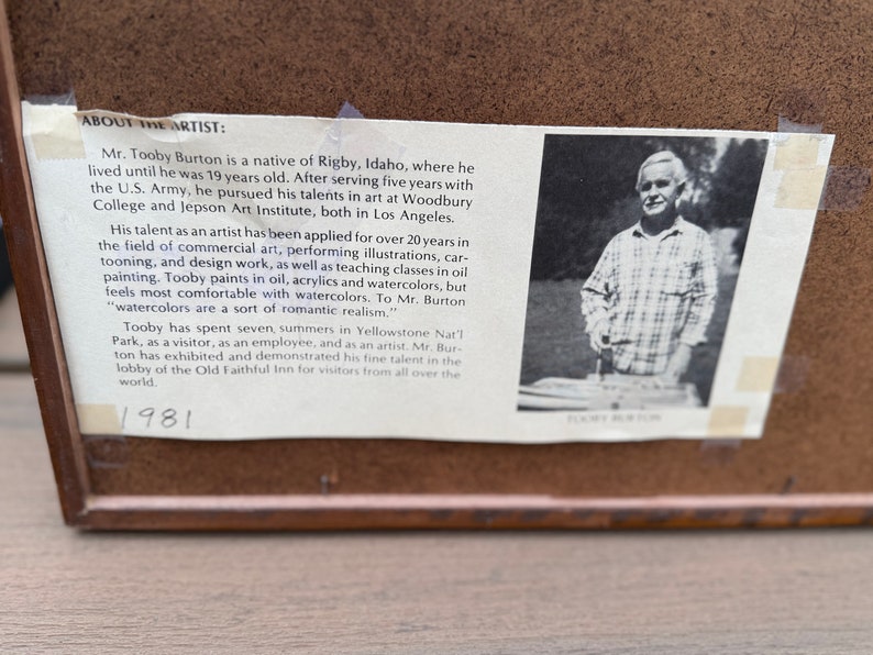 Yellowstone Elk Watercolor Painting Vintage 1981 Tooby Burton Signed ...