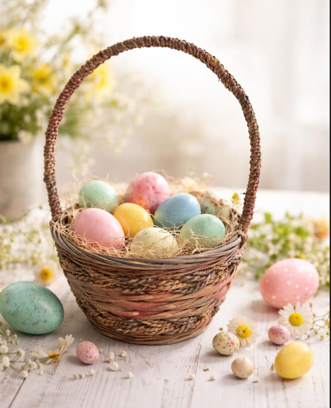 Vintage Pastel Easter Basket | Cottagecore Spring Decor - Etsy