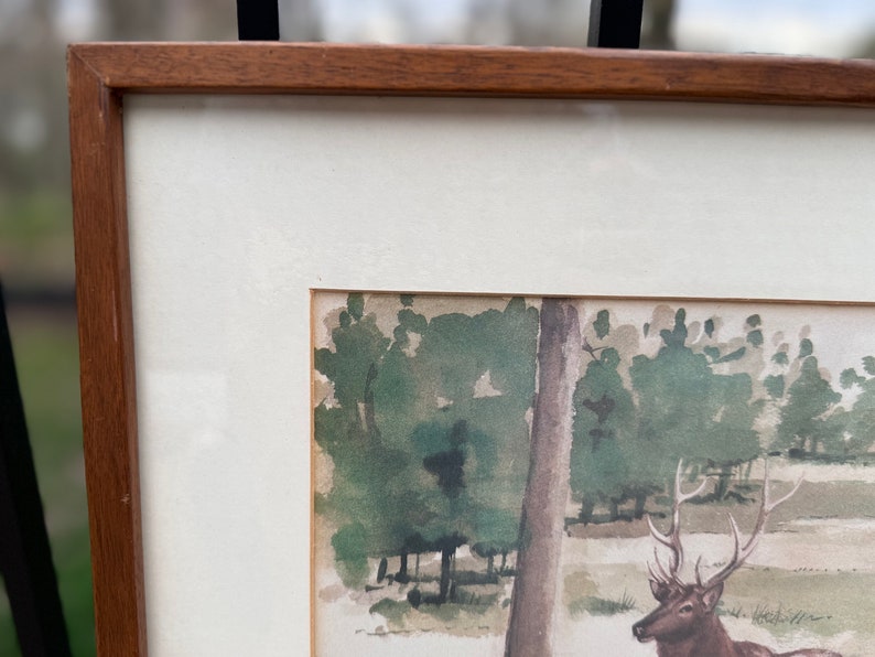 Yellowstone Elk Watercolor Painting Vintage 1981 Tooby Burton Signed ...
