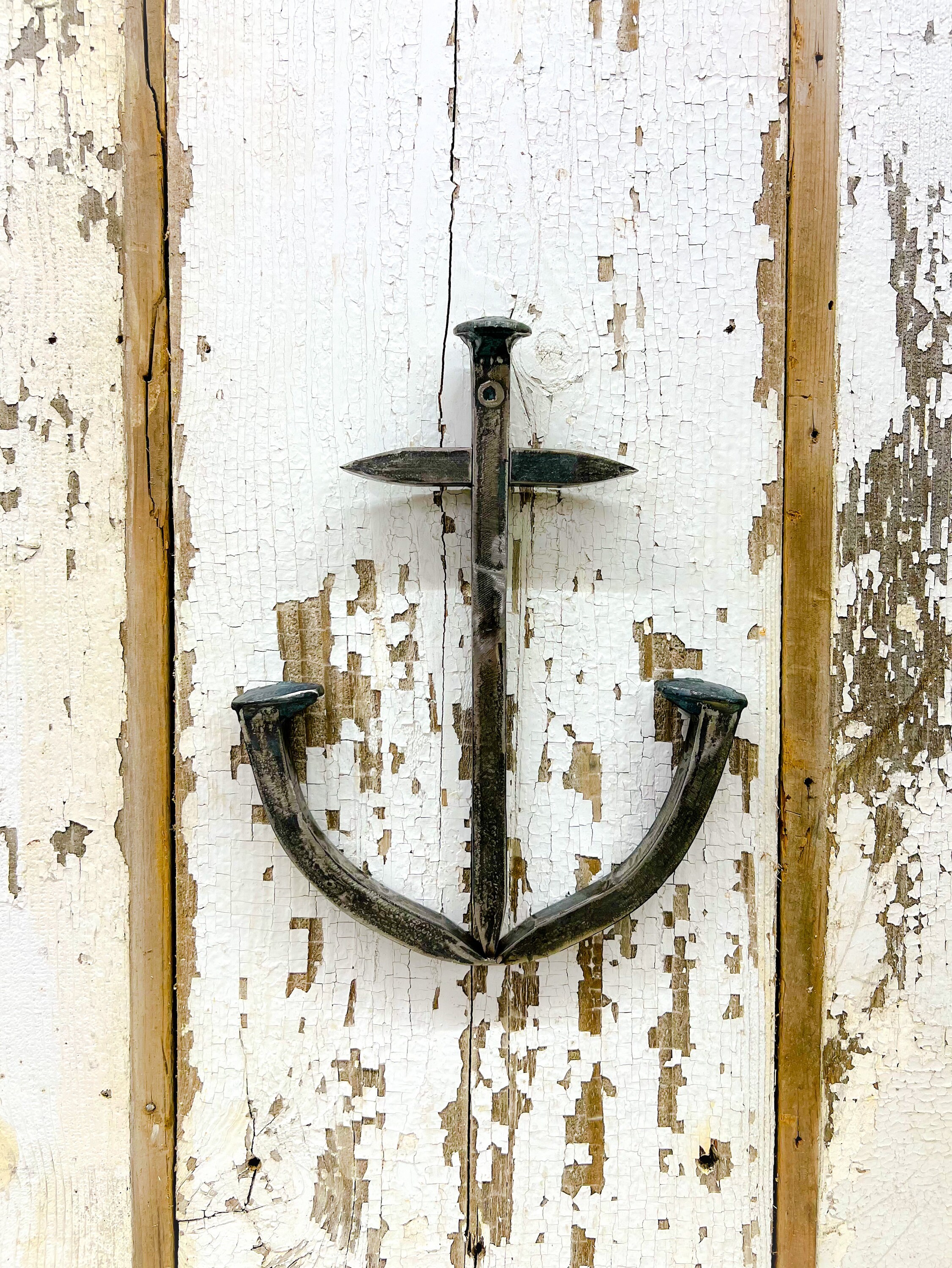Hand-forged Metal Railroad Spike Anchor – Steel Nautical Wall Decor - Etsy