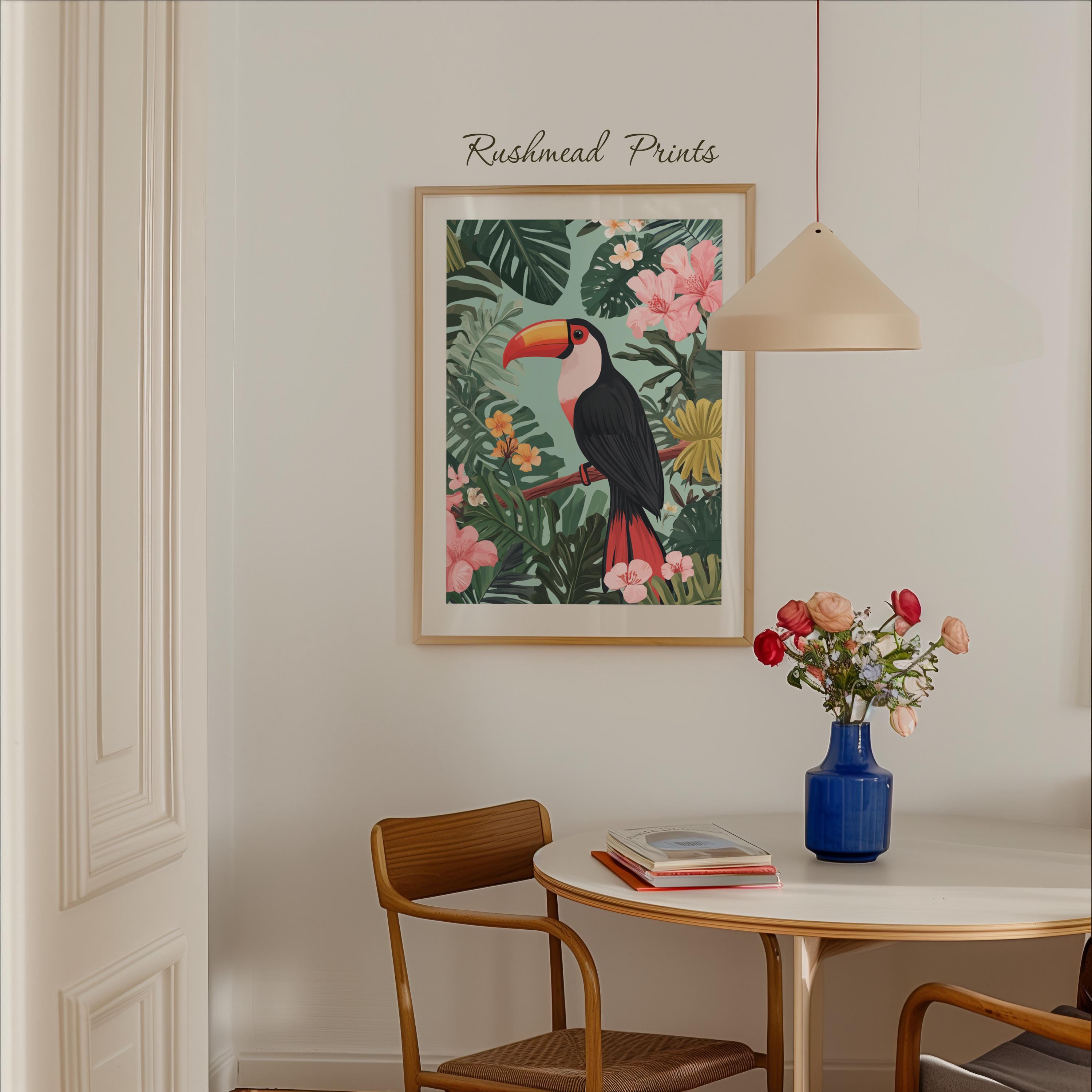 Mid Century Modern Toucan Artwork, Tropical Toucan Art Print, Rain ...