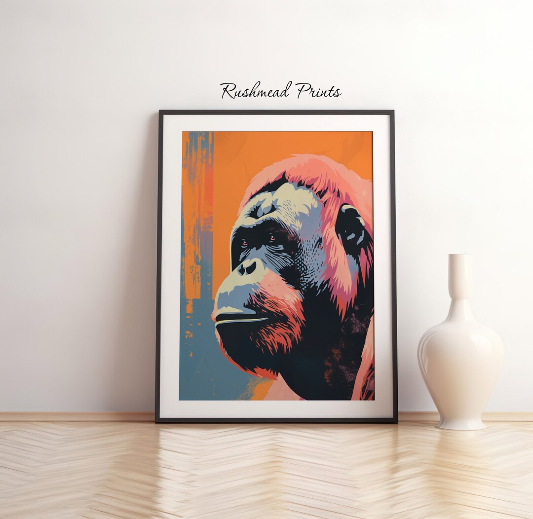 Orangutan Print, Great Ape, Endangered Species, Orangutan Art, Animal ...