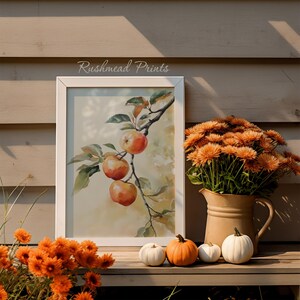 Autumn Apple Tree Art Print, Fall Apple Picking, Kitchen Digital Wall ...