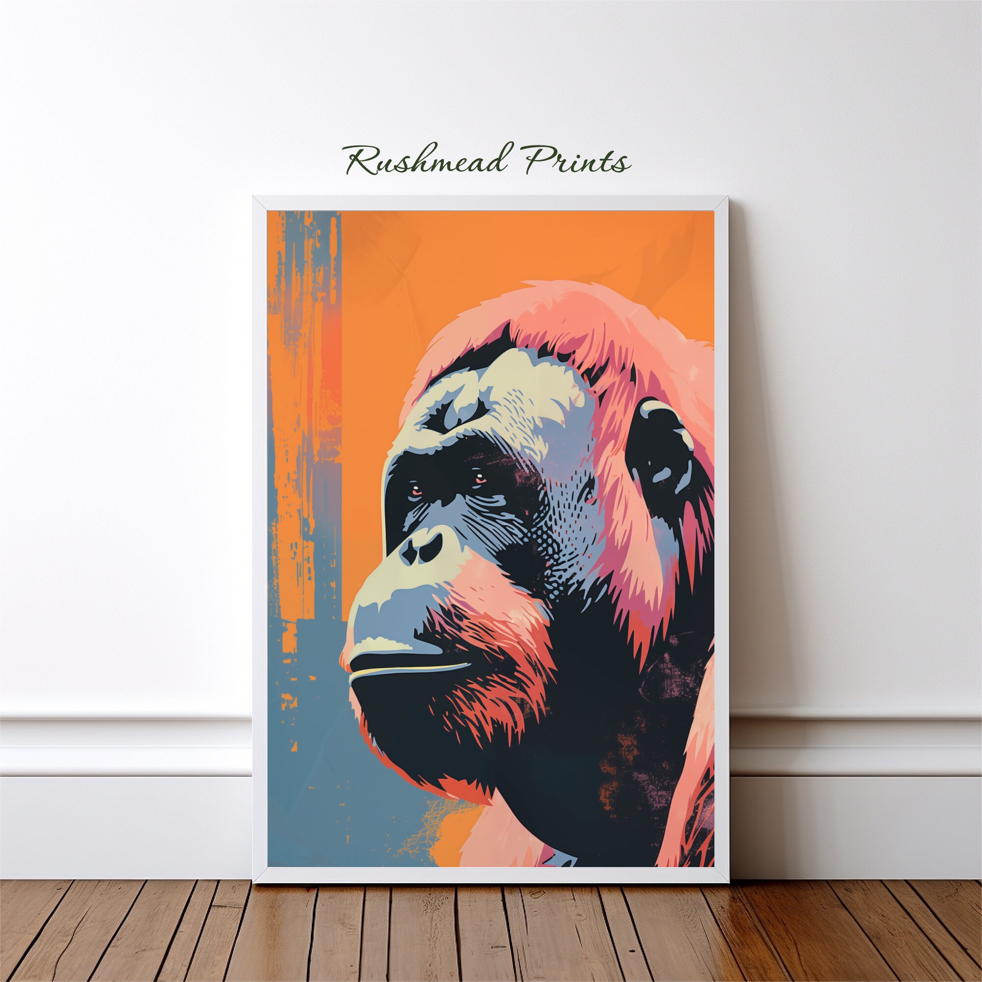 Orangutan Print, Great Ape, Endangered Species, Orangutan Art, Animal ...