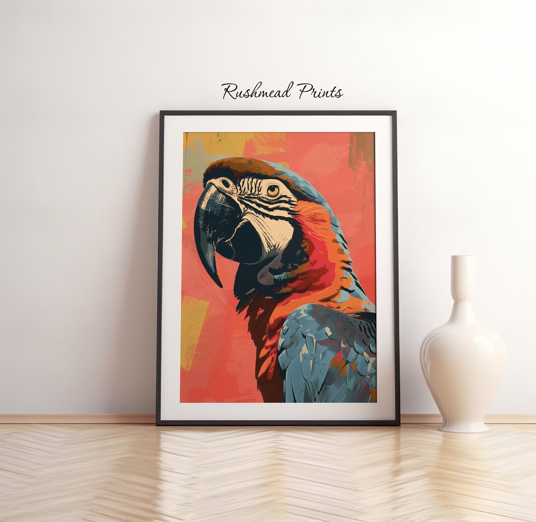 Macaw Parrot Wall Art, Scarlett Macaw, Parrot Print, Digital Artwork ...