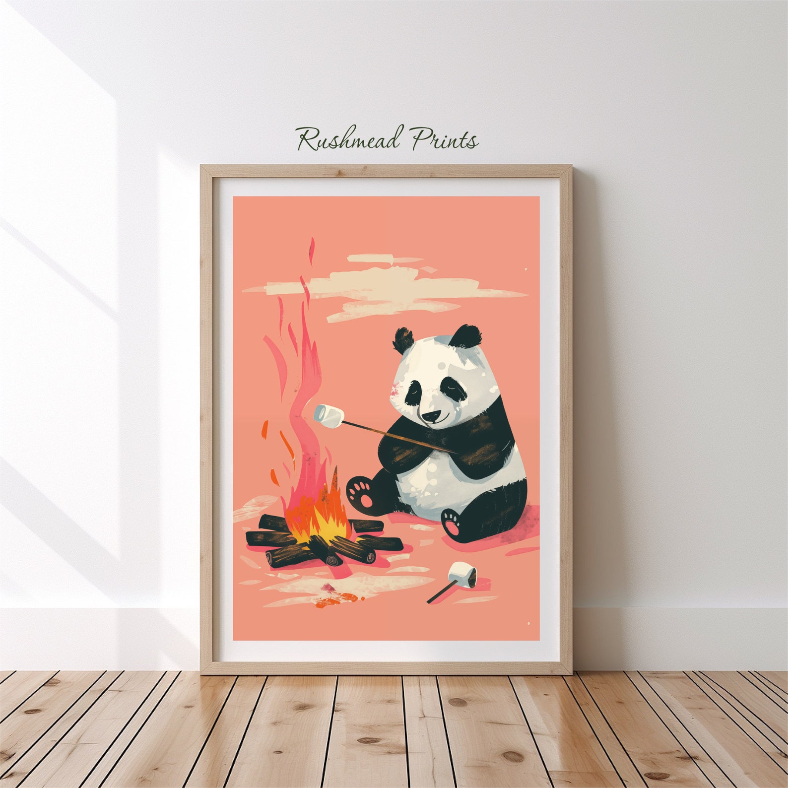 Camping Panda, Camp Fire, Panda Roasting Marshmallows, Fun Panda Poster ...