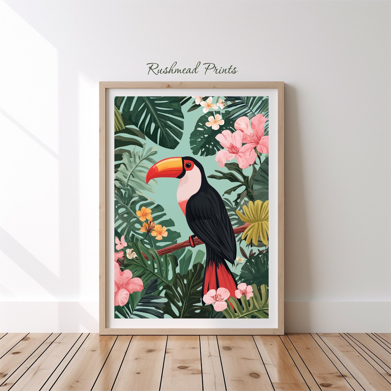 Mid Century Modern Toucan Artwork, Tropical Toucan Art Print, Rain ...