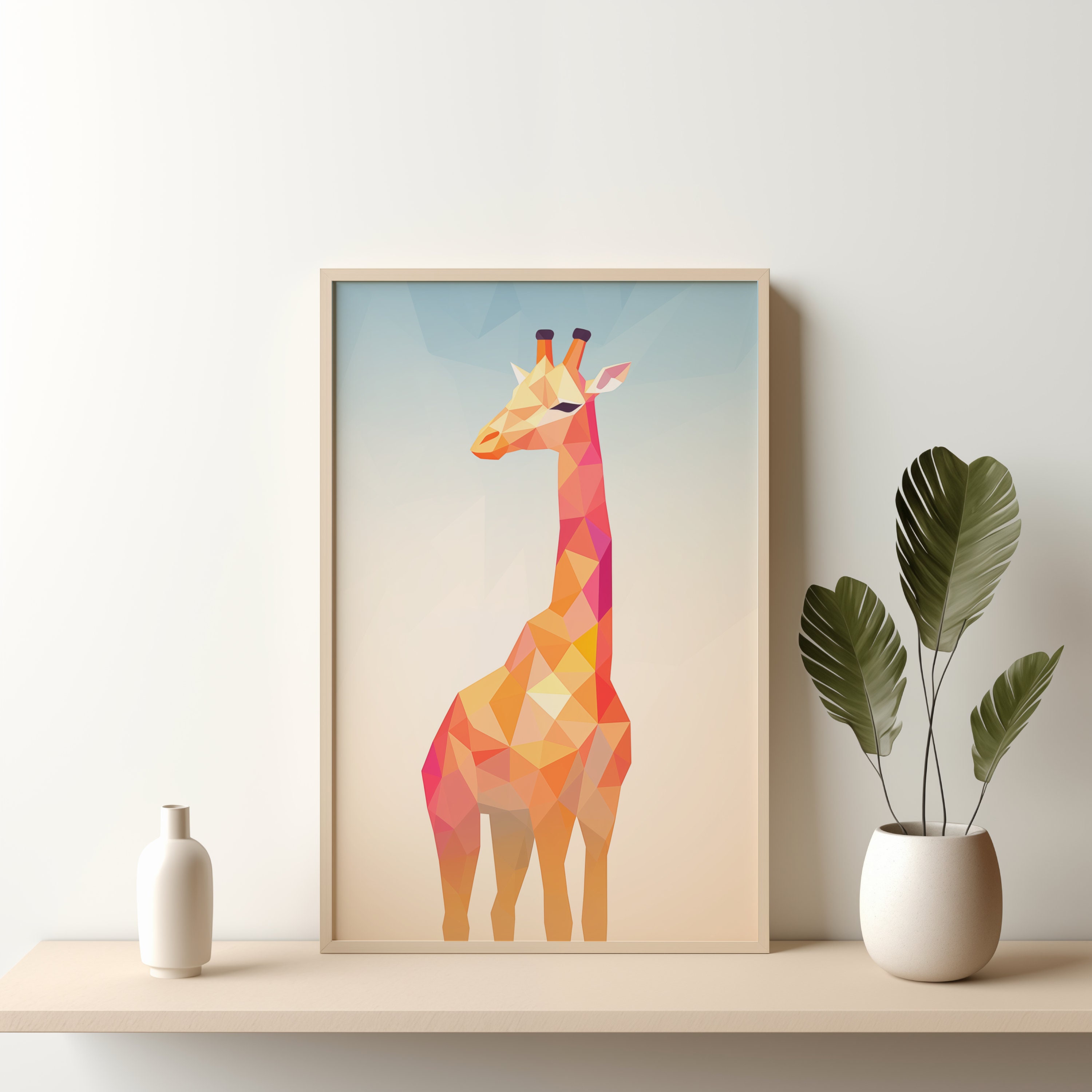 Geometric Giraffe, Digital Wall Art, Giraffe Art Gift, Animal Art ...
