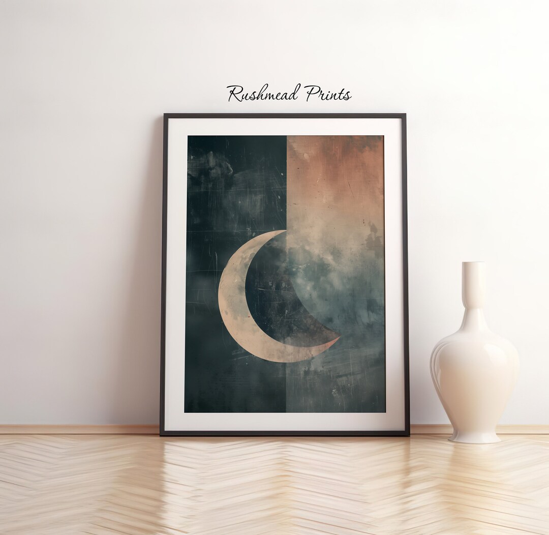 Crescent Moon Art Work, Night Sky Poster, Luna Wall Art, Printable Wall ...