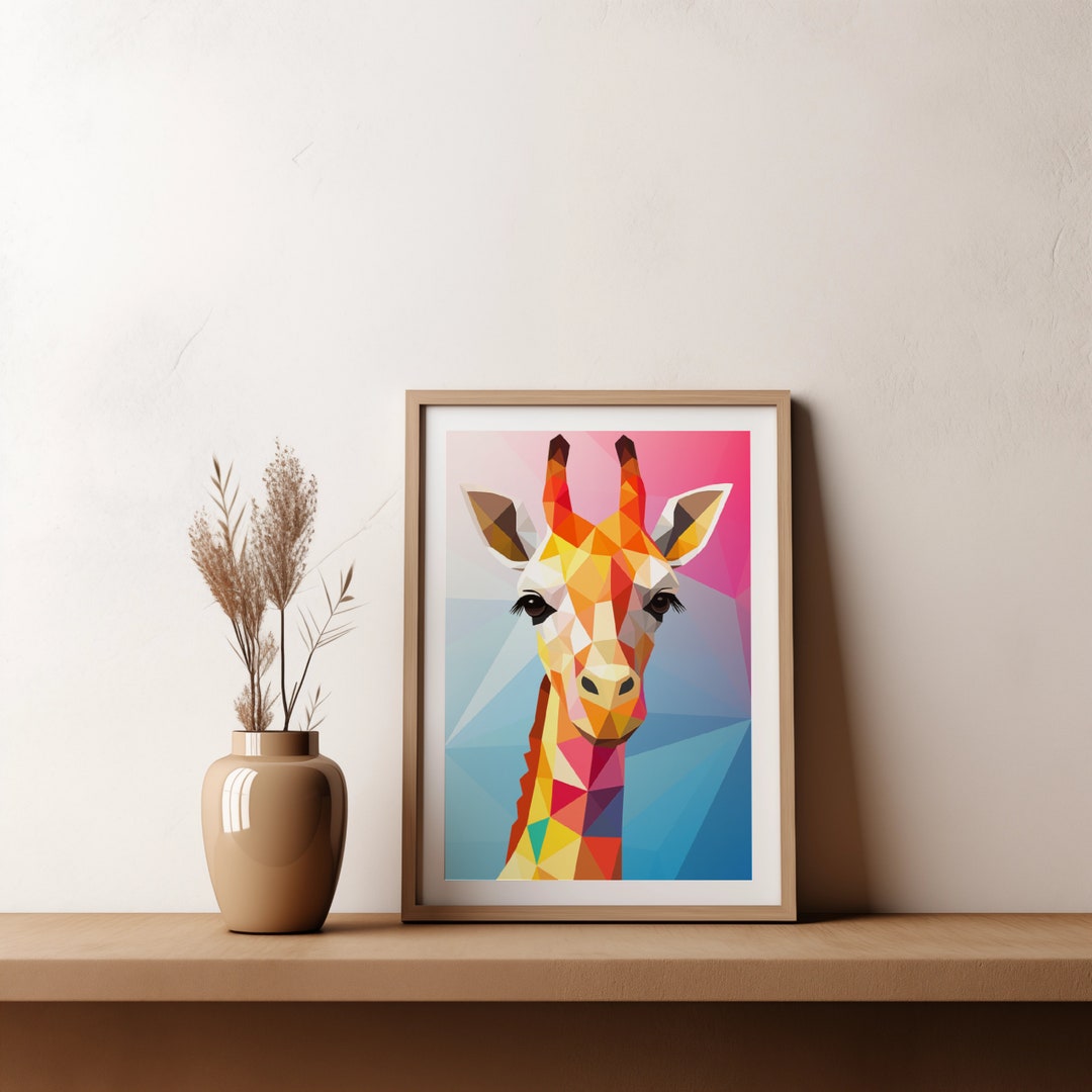 Geometric Giraffe, Digital Wall Art, Giraffe Art Gift, Animal Art ...