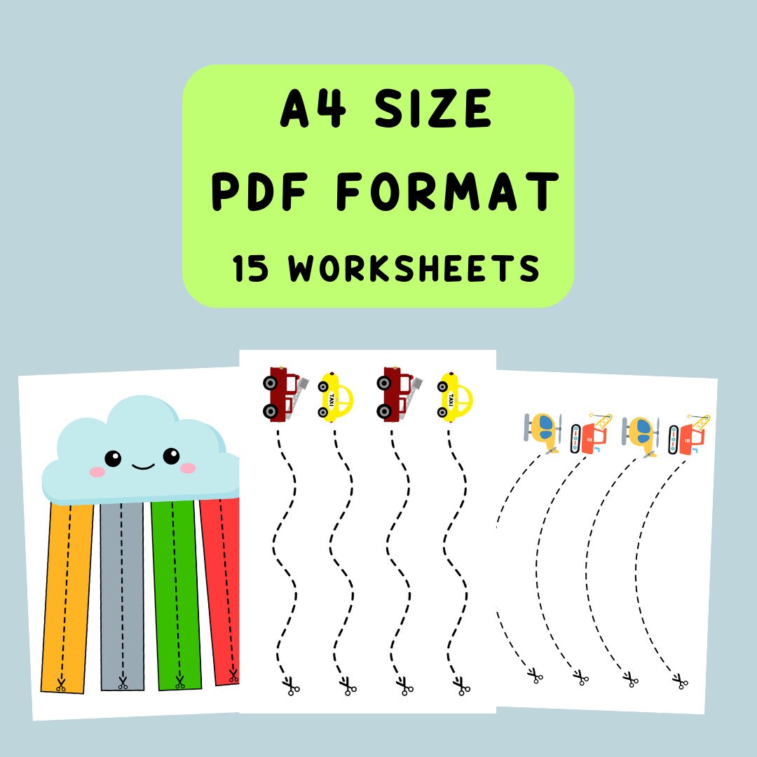 Scissors Skills Cutting Practice Sheets, Printable Preschool Shapes ...