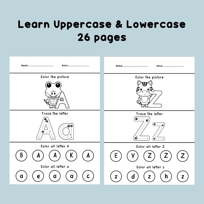 26 Alphabet Worksheets, Alphabet Tracing, Homeschool Printable ...