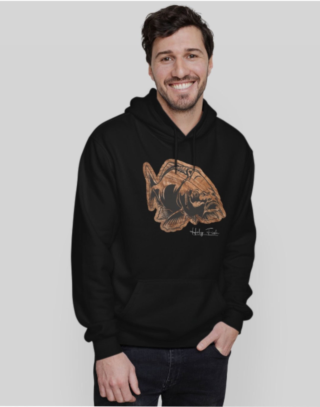 Carp Hoodie Sweatshirt Carp Sweatshirt in Wood Look - Etsy