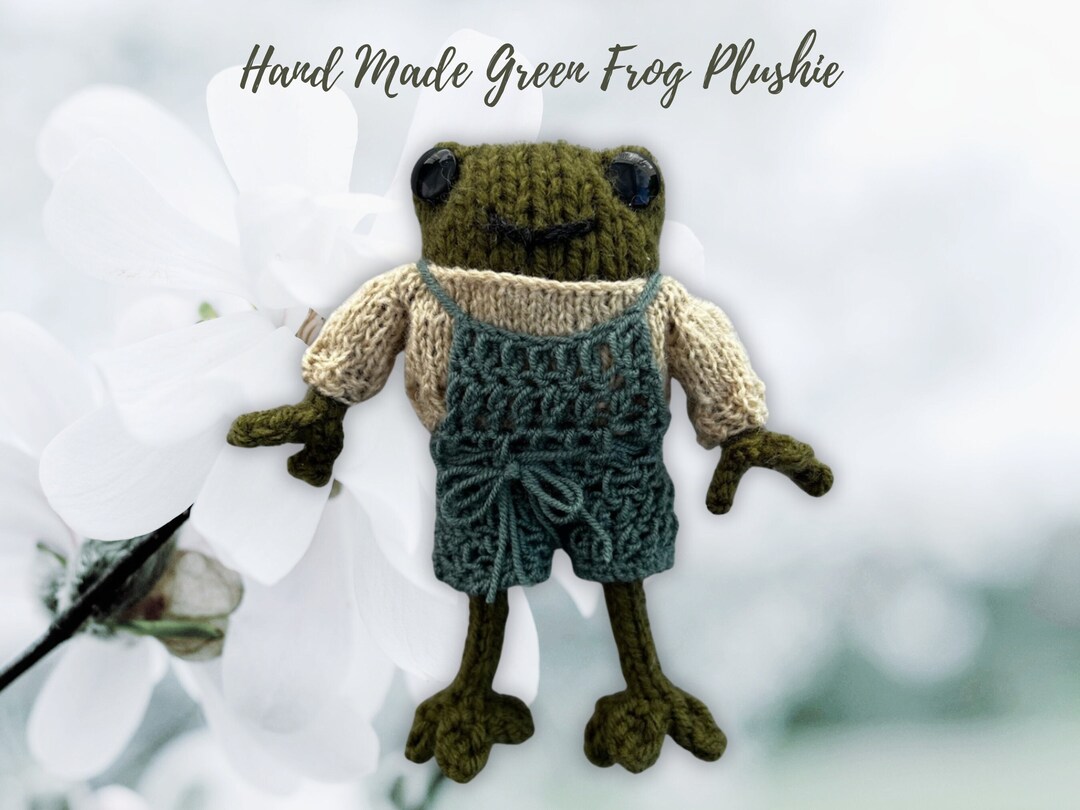 Hand-knit Frog Plushie With Removable Clothing, Amigurumi Toy, Green ...