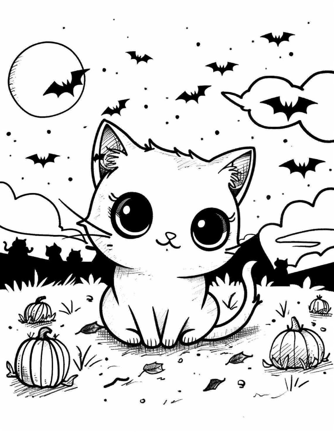 200 Halloween Cat Coloring Pages - Etsy