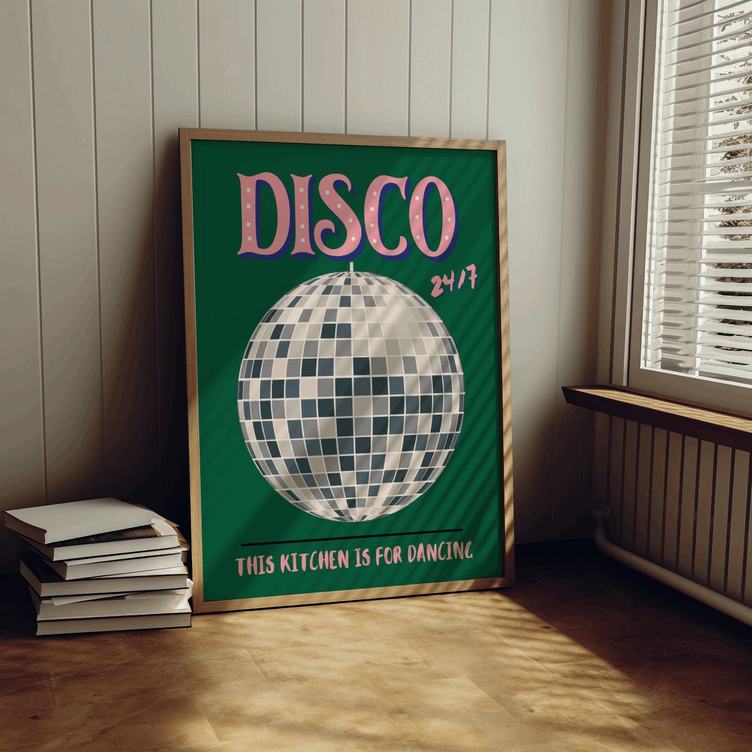 Disco Poster With Quote ‘this Kitchen is for Dancing’ Retro Style ...