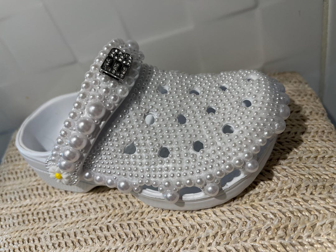 Personalised Flower Girl Kids Pearl Crocs,shoes, Wedding Crocs - Etsy