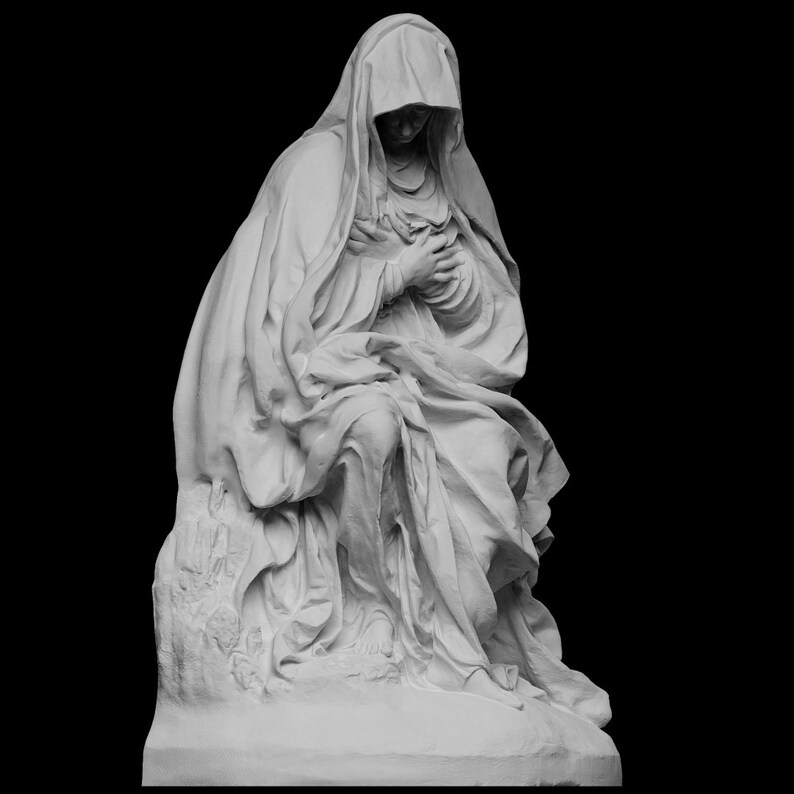 Seated Virgin Mary Statue - 3D Printed Religious Sculpture, Divine ...