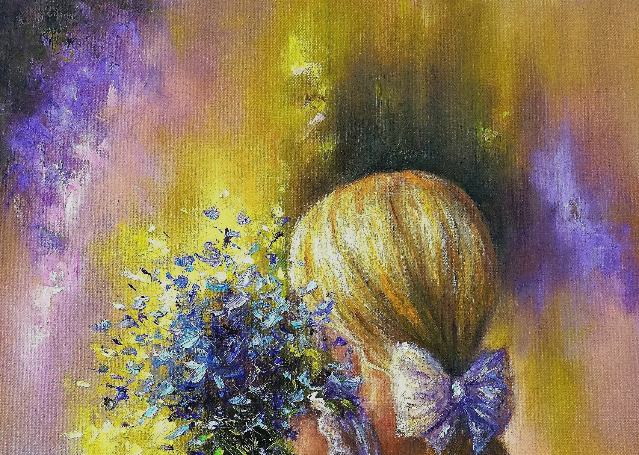 Blondie With Blooms Original Oil Painting Print, 1st Birthday Gift ...