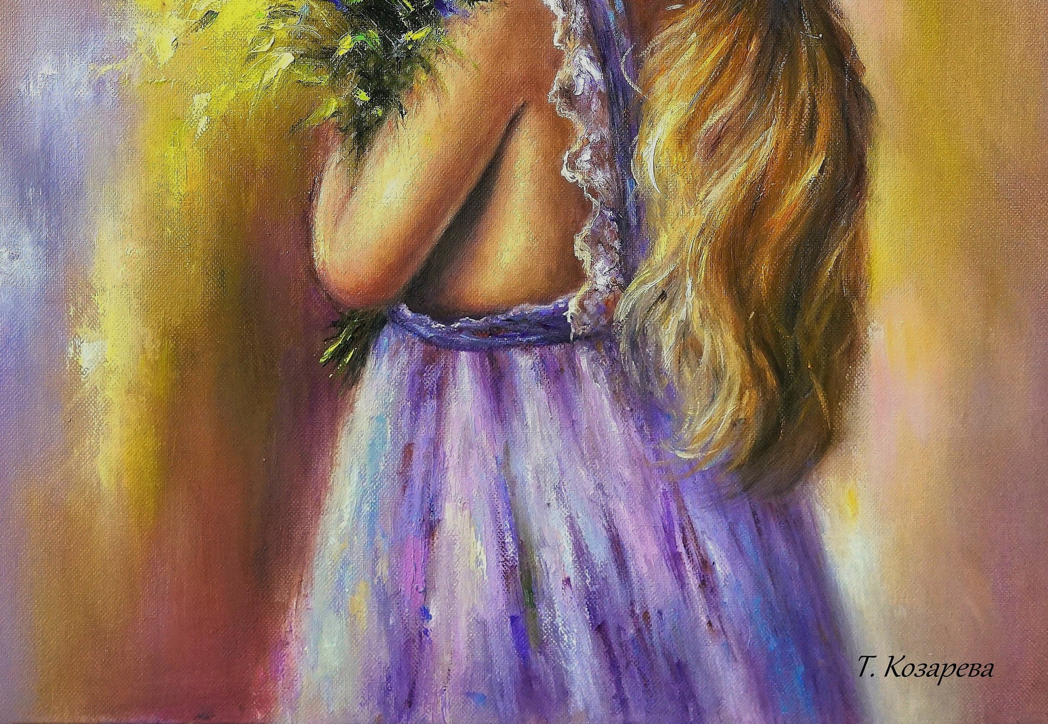 Blondie With Blooms Original Oil Painting Print, 1st Birthday Gift ...