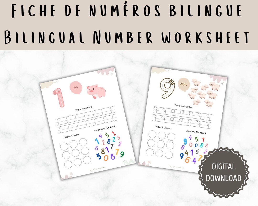 Fiche De Numeros Prescholaire - Bilingual Preschool Number Worksheet - Etsy