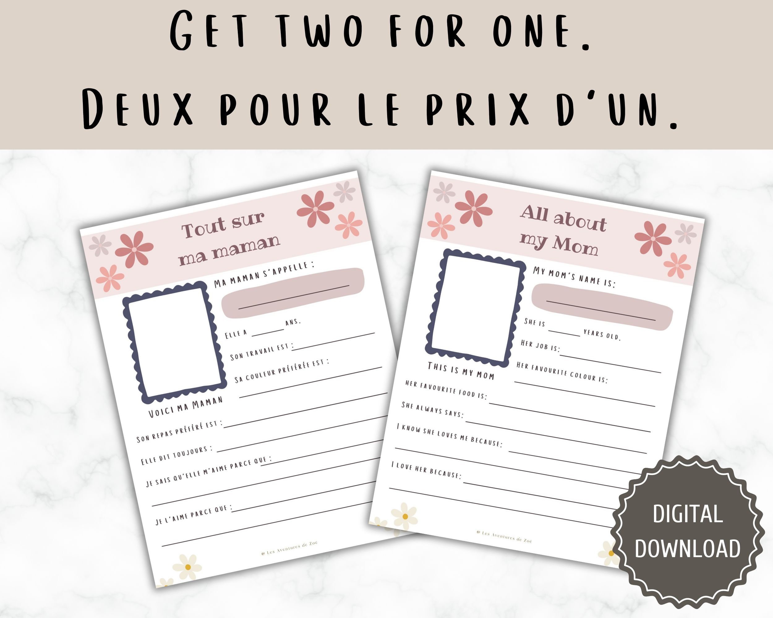 Questionnaire Fête Des Mères Pour Enfant, Mother's Day Questionnaire ...