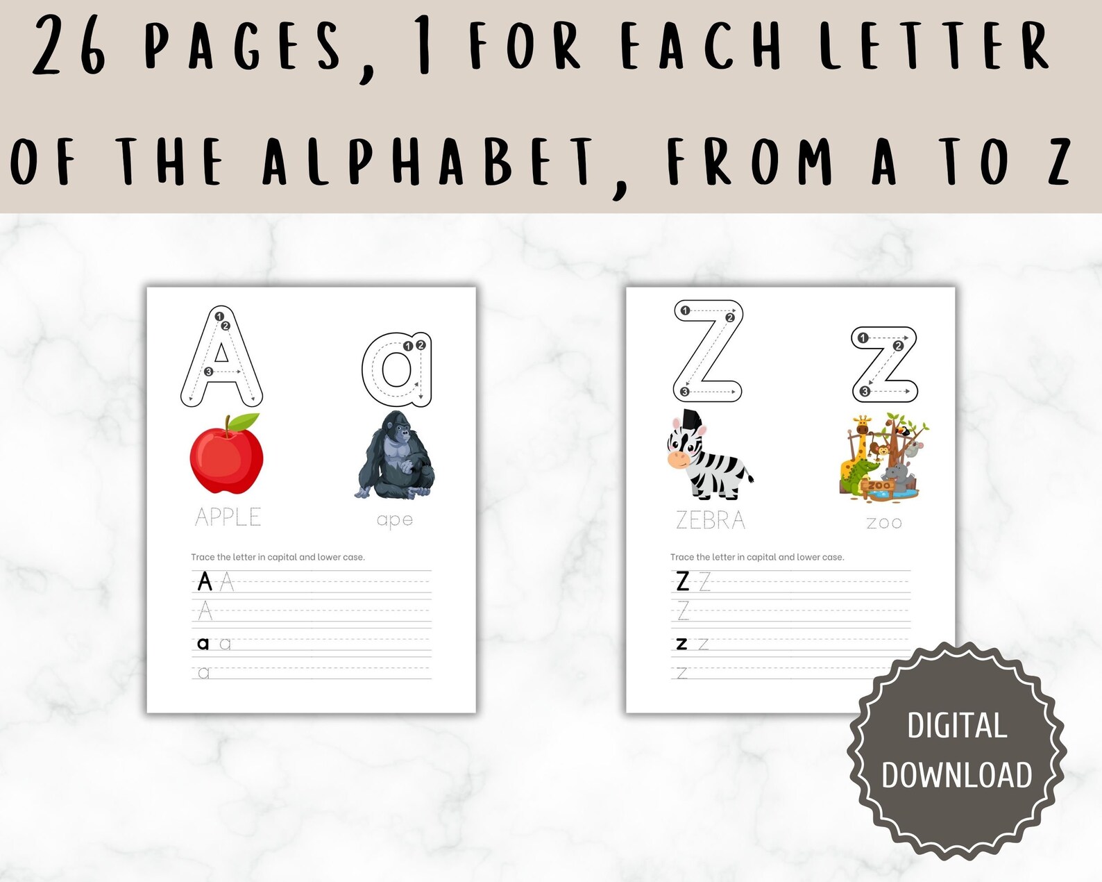 Alphabet Workbook, Preschool Learning, Tracing, Learn to Write - Etsy