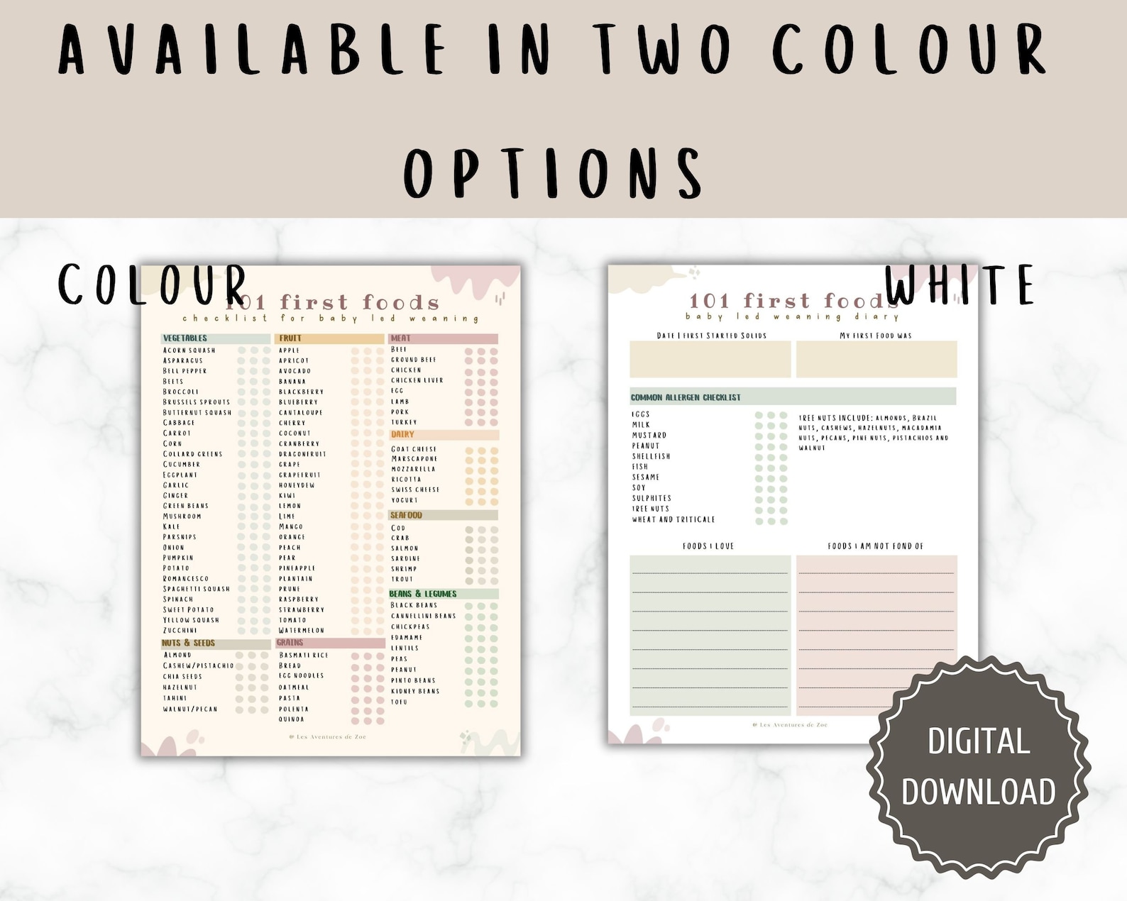 101 Foods Checklist PRINTABLE, Baby First Foods Tracker, Baby Led ...