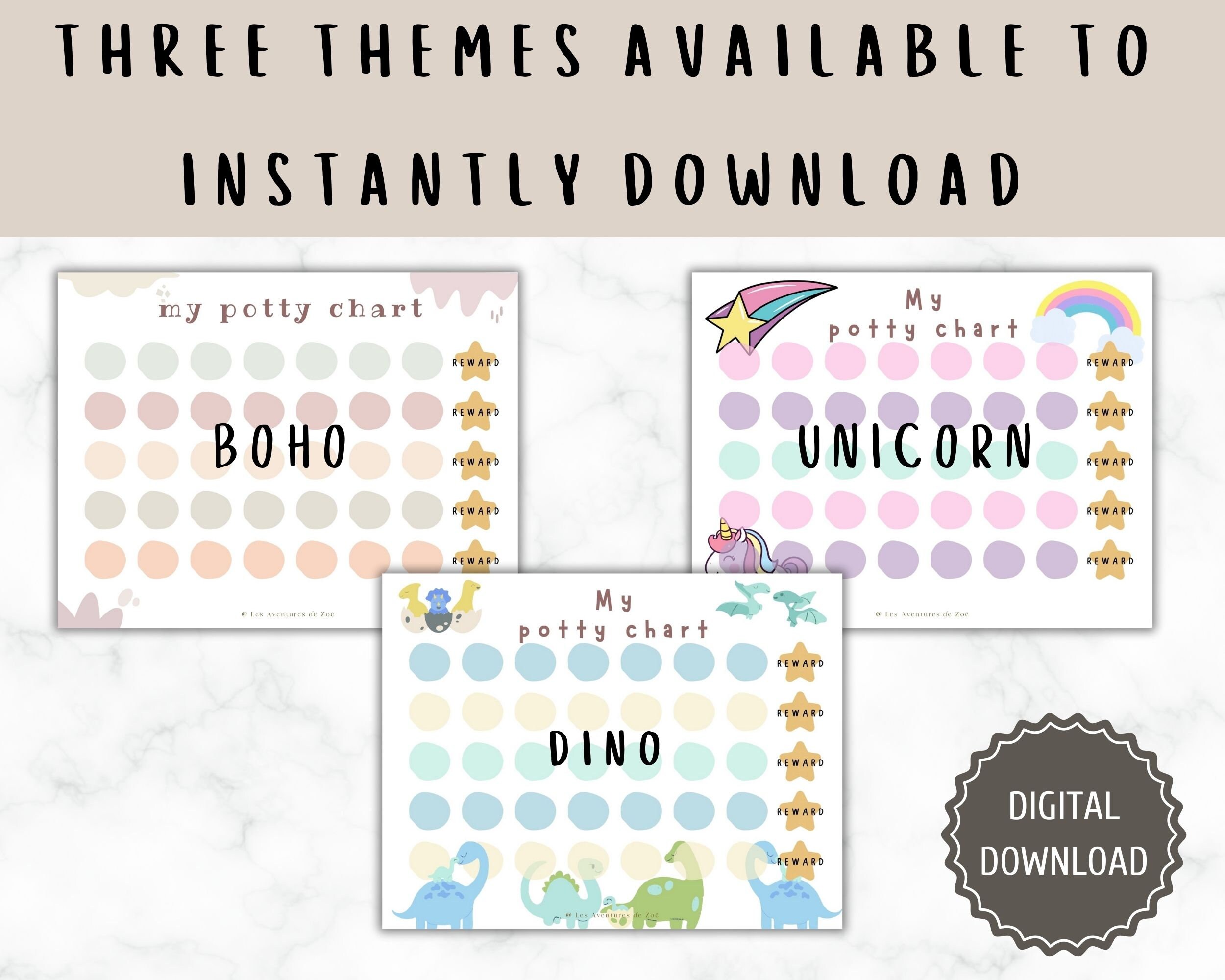 Printable Potty Training Sticker Chart, Reward Chart for Potty Training ...