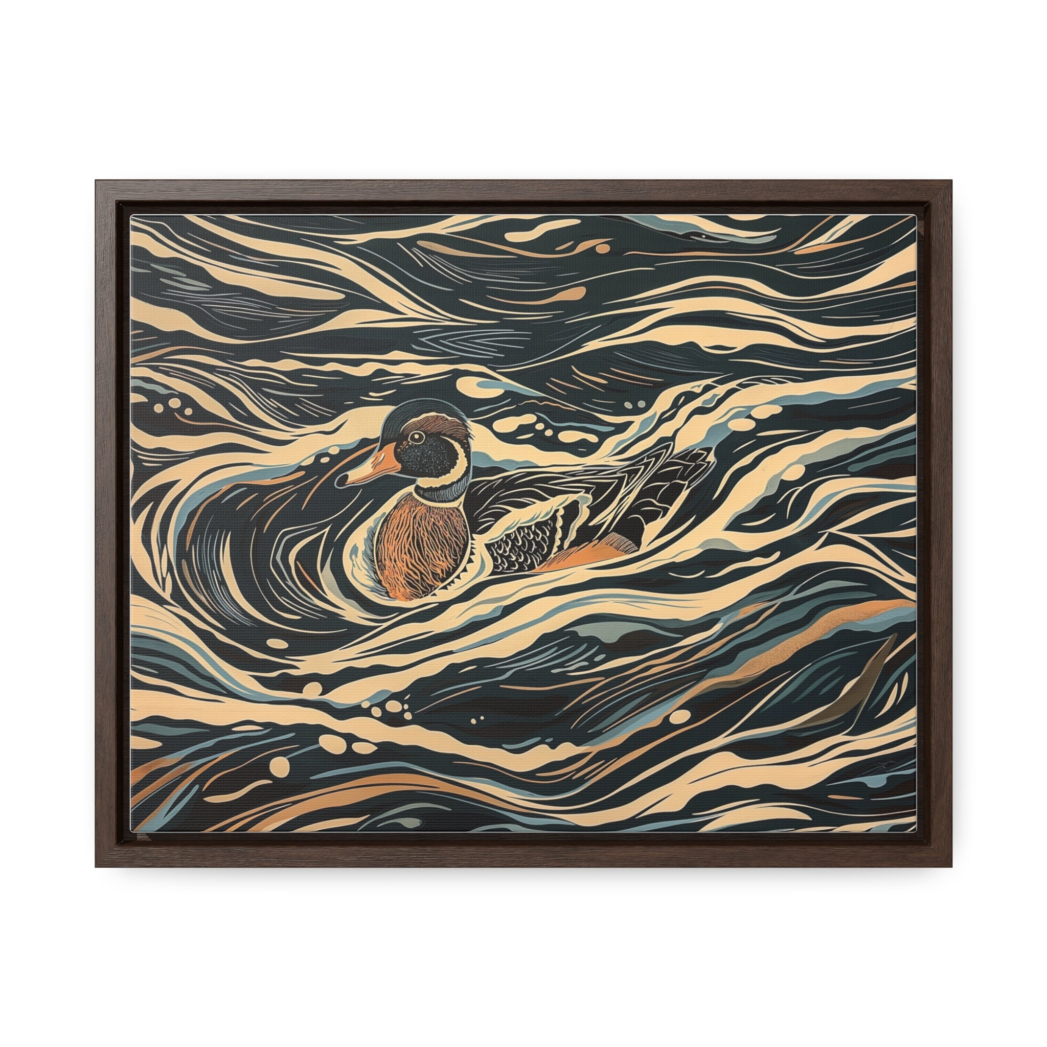 Linocut-inspired Wood Duck Art Print - Instant Download PNG and PDF - Etsy