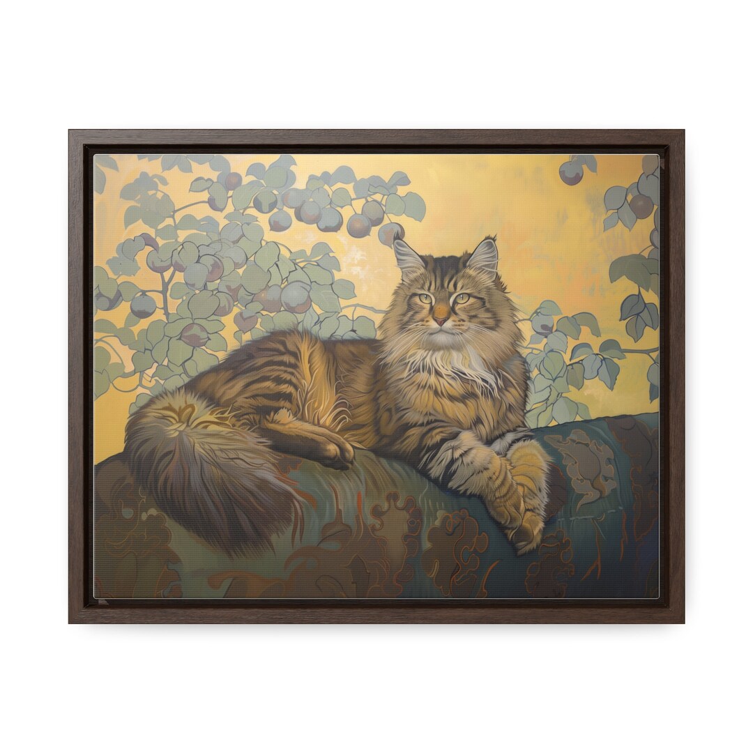 Linocut-inspired Norwegian Forest Cat Art Print - Instant Download PNG ...