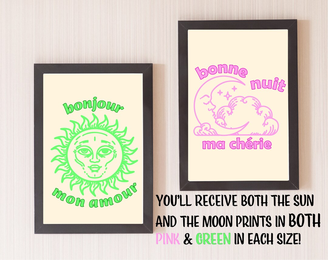 Preppy Wall Art Gallery Set of 2 French Quote Poster Bonjour French ...