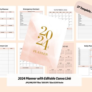 Editable 365 Days 2024 Planner Canva Template KDP Interiors, Editable ...