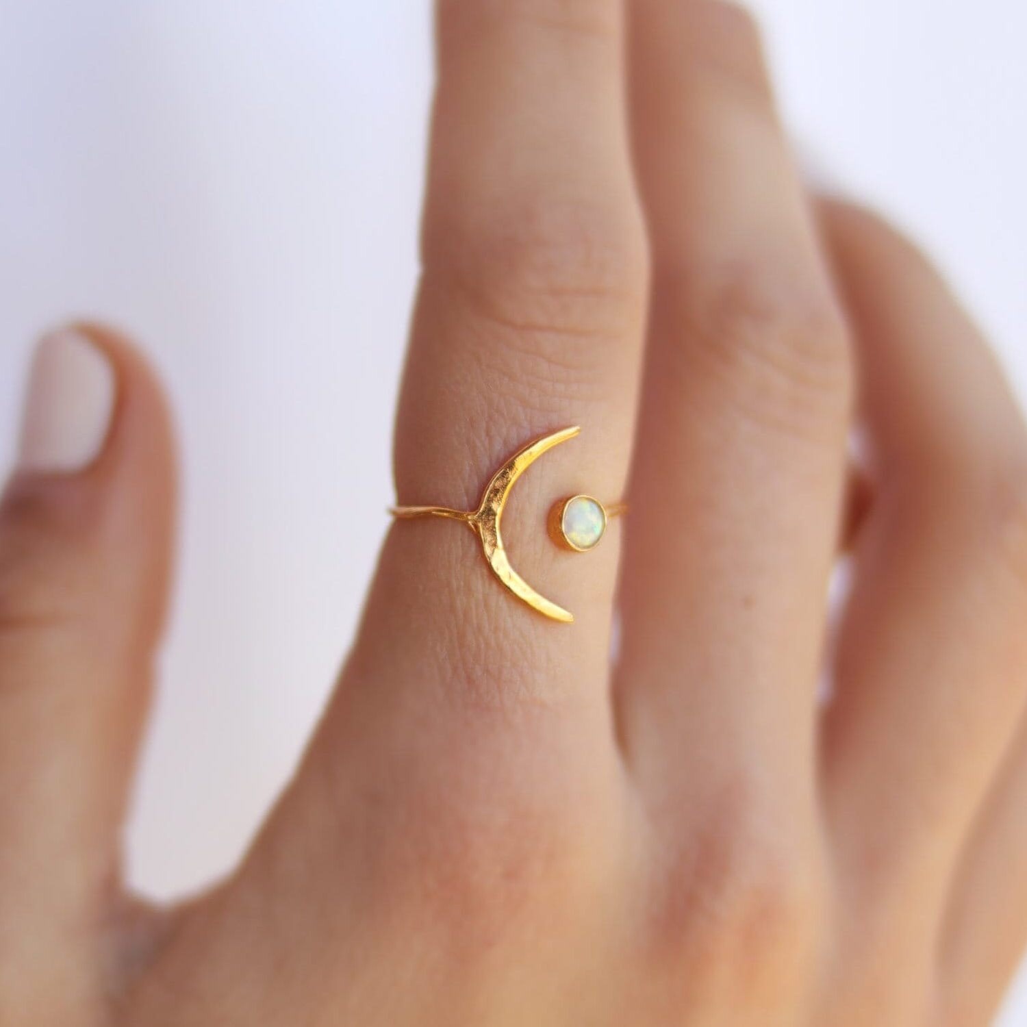 Moon Jewelry / Simple Moon Ring / Stacking Ring / Gold, Rose Gold ...