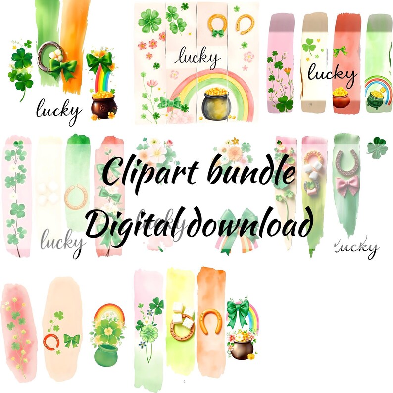 St. Patrick's Day Watercolor PNG Clip Art Bundle - Instant Download for ...