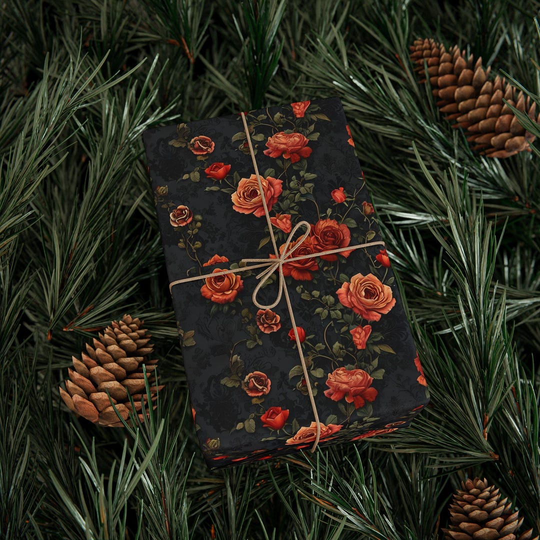 Rose Wrapping Papers, Floral Gift Wrap, Vintage Style Wrapping Paper ...