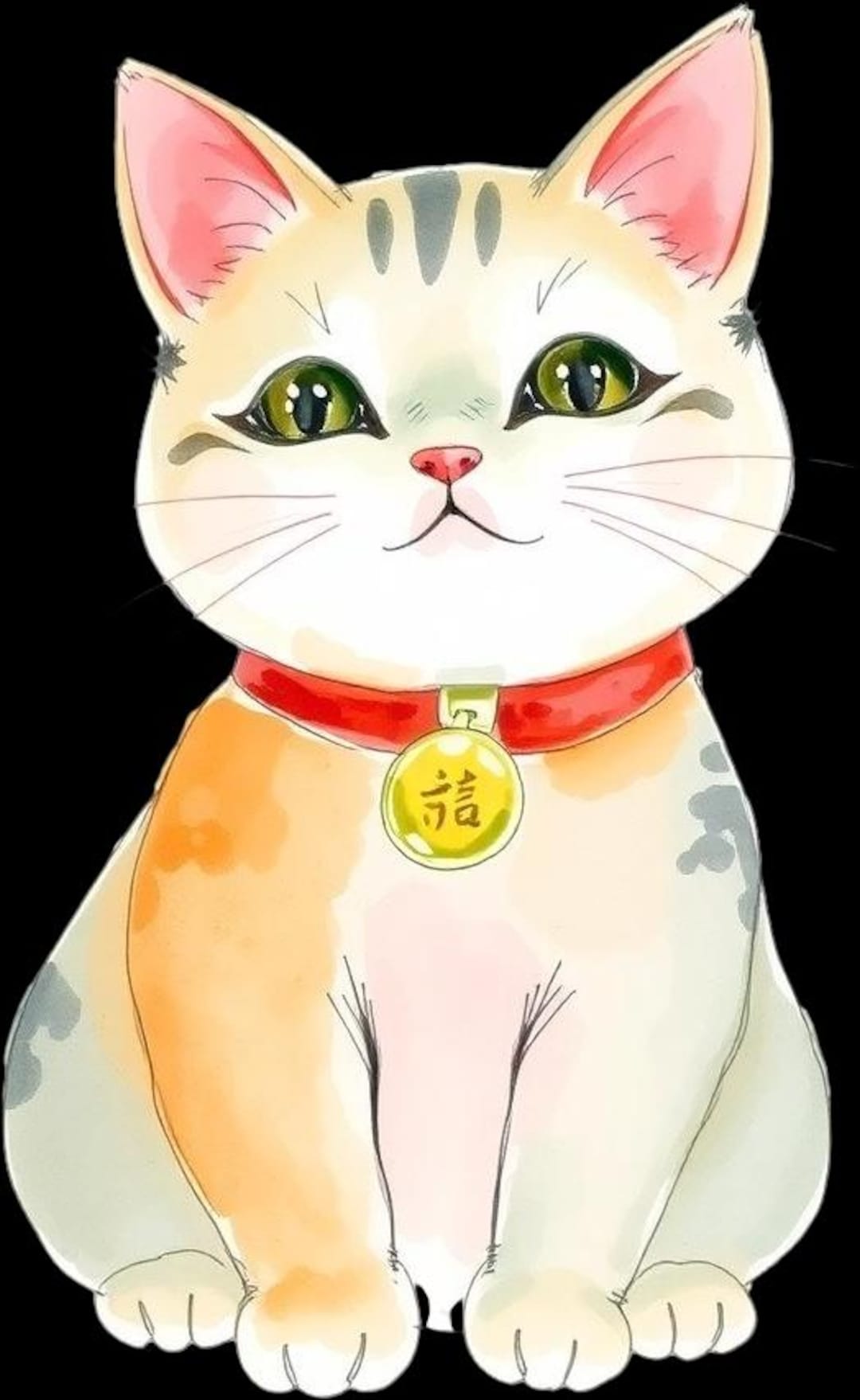 Calico Cat Clip Art, Cute Digital Cat PNG, Watercolor Cat Illustration ...