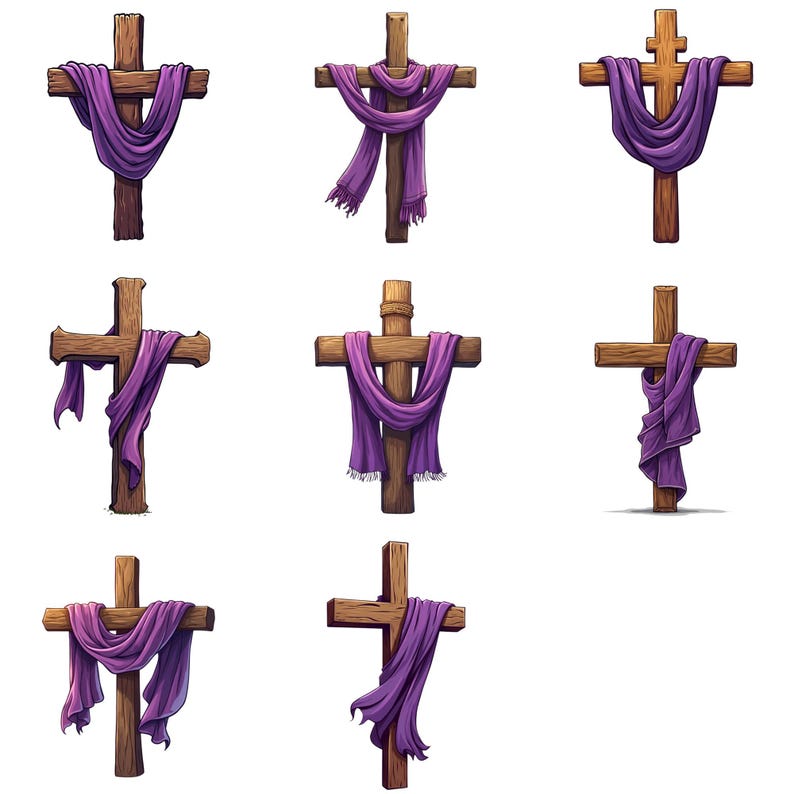 Purple Draped Cross PNG Clipart | Christian Easter Art | Religious ...