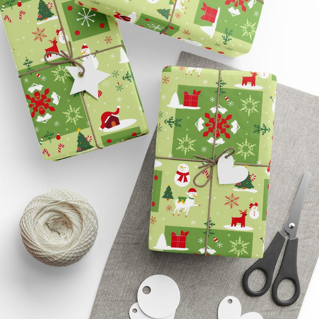 Retro Christmas Wrapping Paper, Vintage Holiday Gift Wrap - Etsy