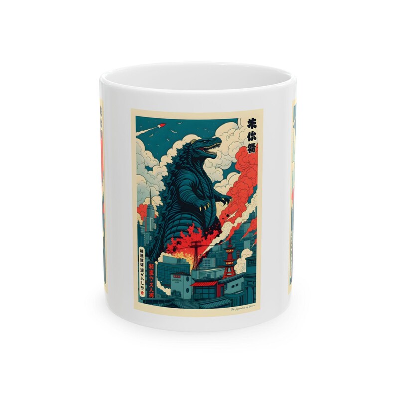 Vintage Godzilla Decor Ceramic Coffee Mug, Retro Japanese Artwork - Etsy
