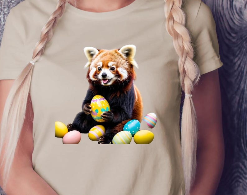 Easter Clipart Red Pandas With Colorful Easter Eggs - Whimsical Clipart ...