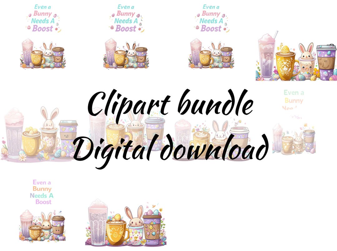 Whimsical Bunny Beverage Clipart Bundle - Perfect for Easter Projects ...