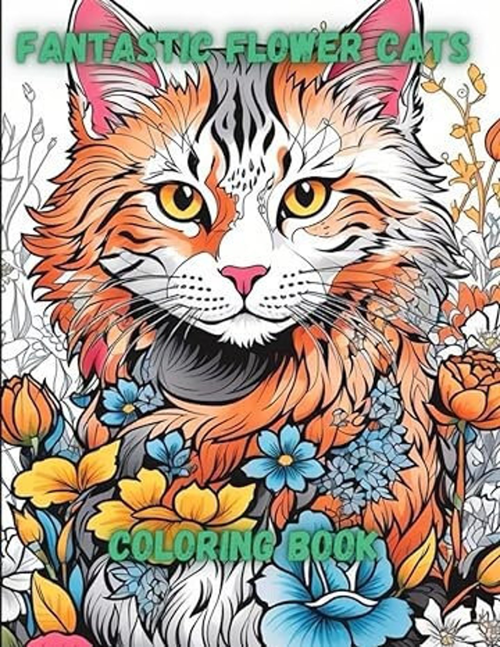 Cat Coloring Book & Floral Pages - Fun Digital Download for Cat Lovers ...