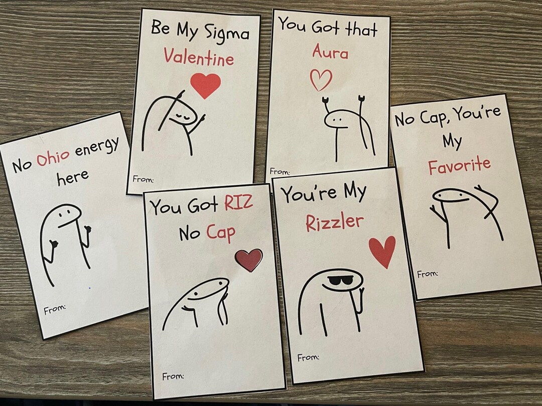 Printable Classroom Kids Slang Valentine's Day Cards, Funny Valentine ...