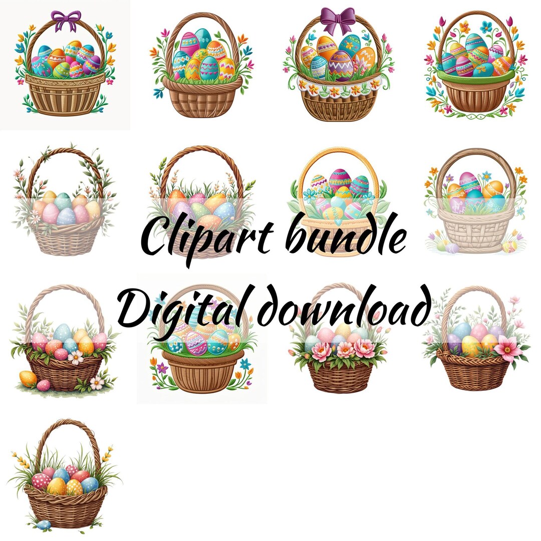 Vintage Easter Basket Clipart PNG Vintage Happy Easter Clipart ...