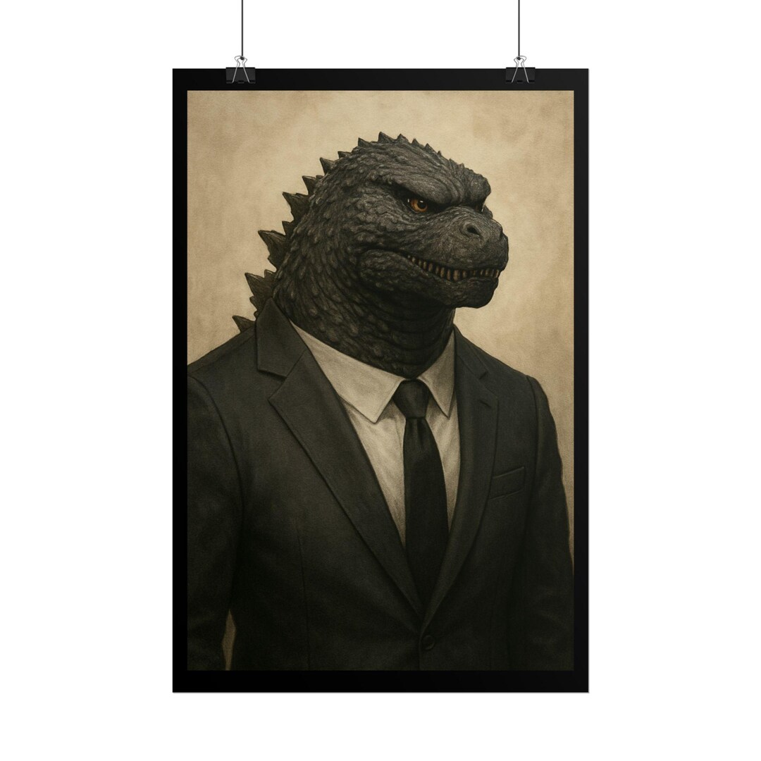 Kaiju in Suit Godzilla Portrait Rolled Poster Wall Art - Etsy