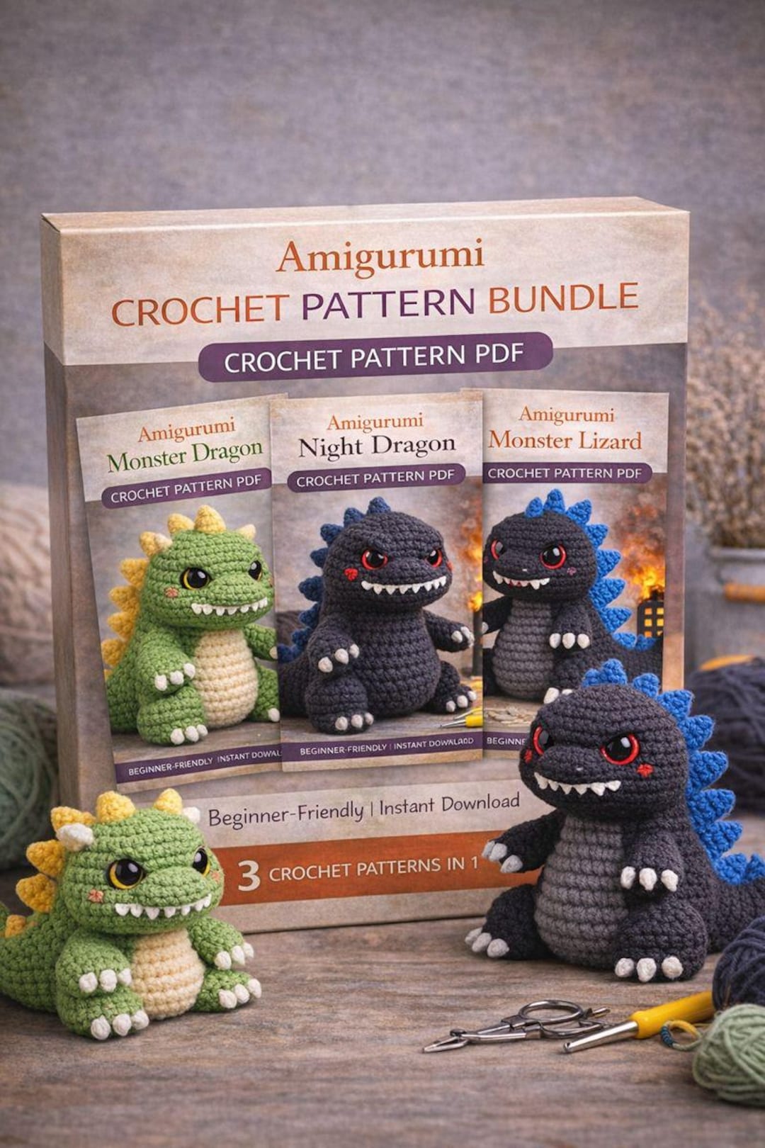 Godzilla Crochet Patterns PDF | Kaiju-inspired Amigurumi | Monster ...